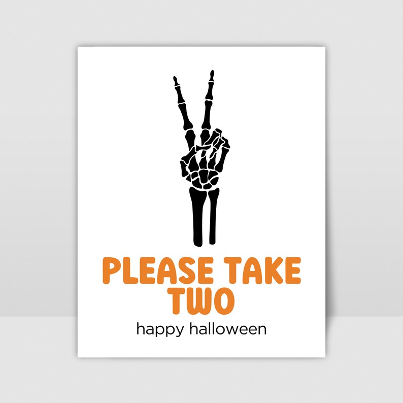 Trick or Treat Please Take Two Sign, Halloween Party Decor, Candy Sign ...