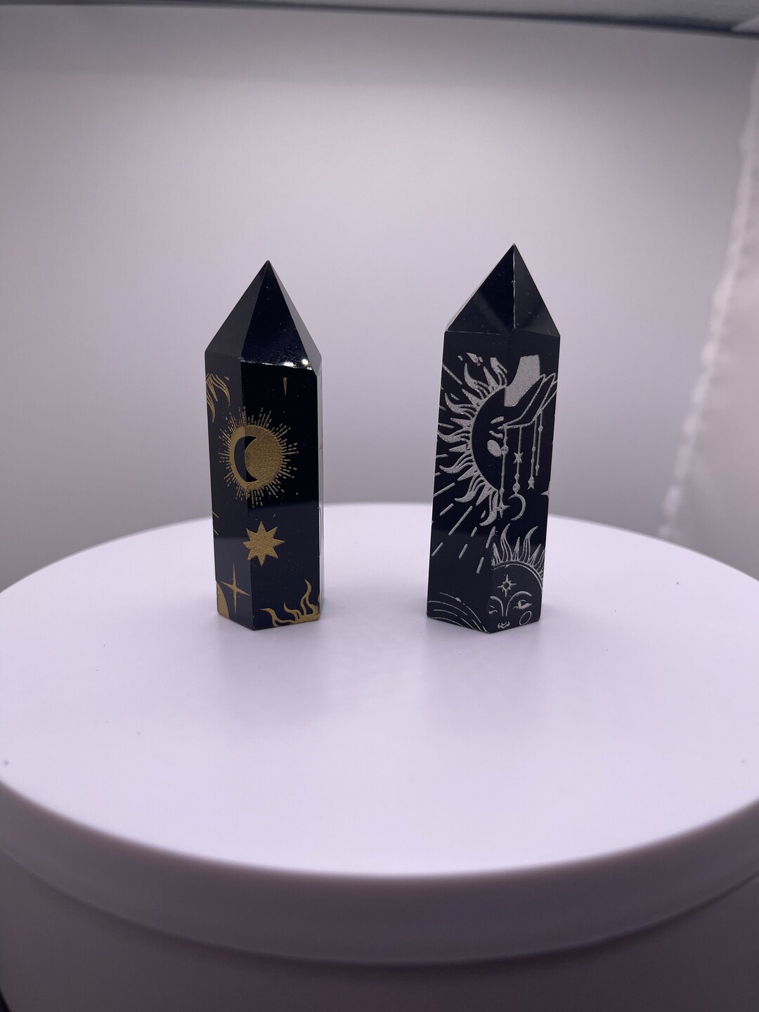 Obsidian Towers With Carving - Etsy