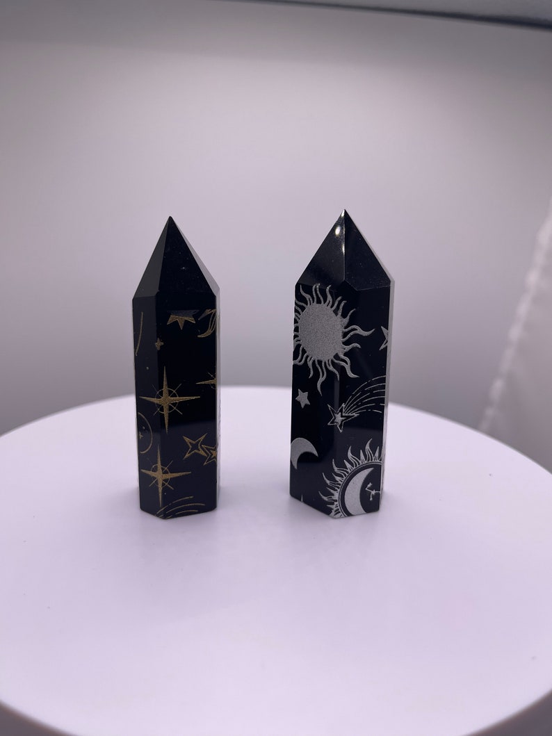 Obsidian Towers With Carving - Etsy