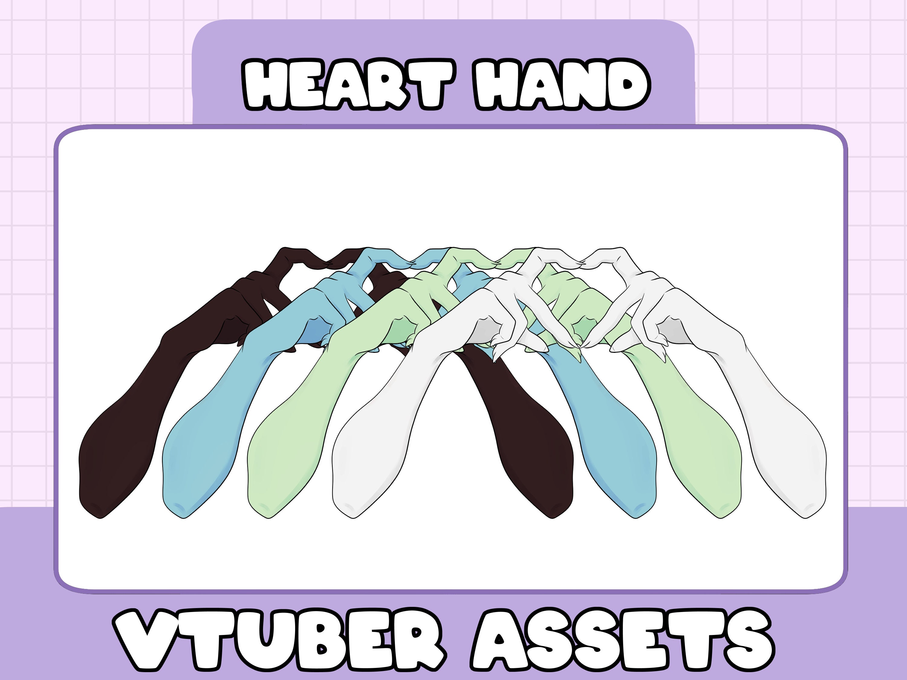 VTUBER HAND ASSET | Heart Hands | for 2D Vtubing | Stream Assets ...