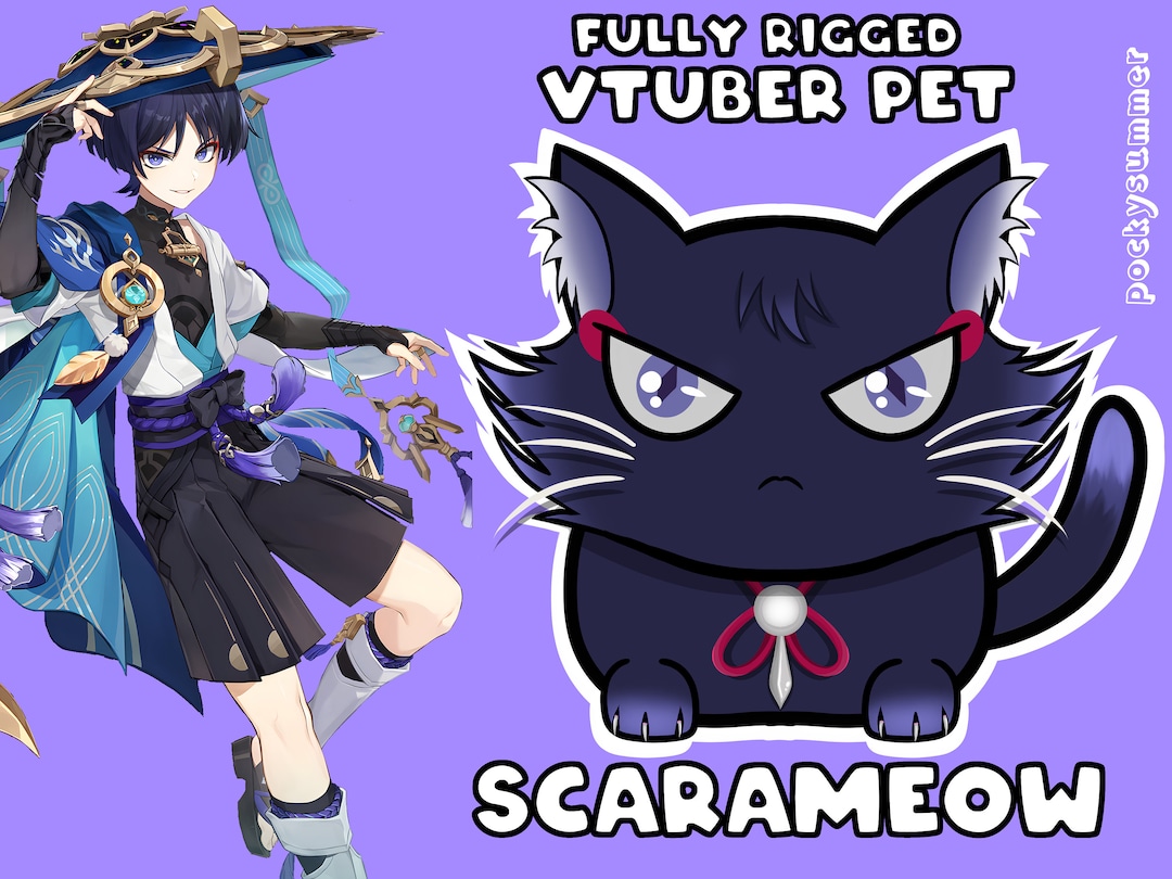 Scarameow Vtuber Pet | Genshin Impact, Fully Rigged - Etsy