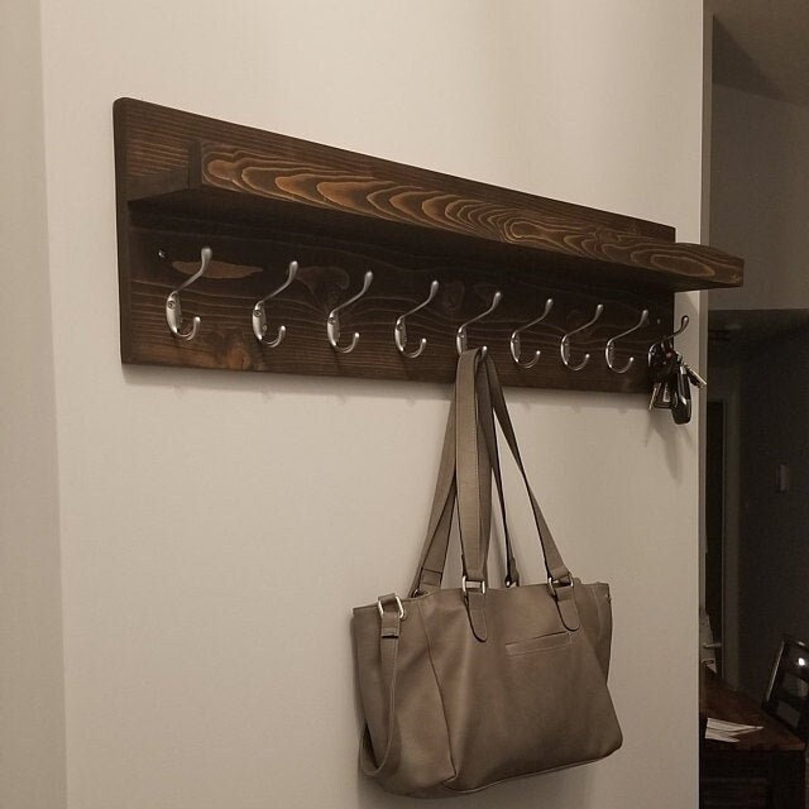Wall Mounted Entryway Coat Rack With Ledge 5 Hook Colors 18 - Etsy