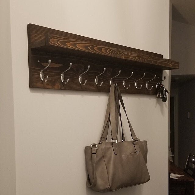 Wall Mounted Entryway Coat Rack With Ledge 5 Hook Colors 18 - Etsy