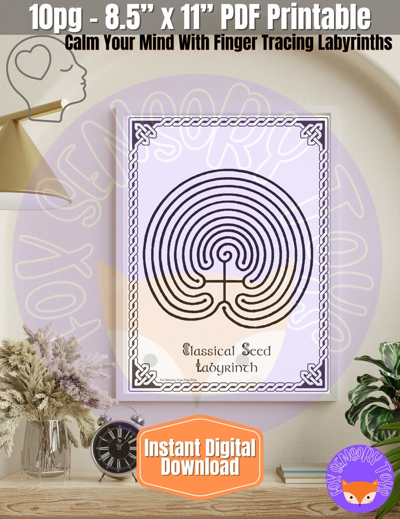 Labyrinth Finger Tracing Calming Pdfs, Meditation Printable ...