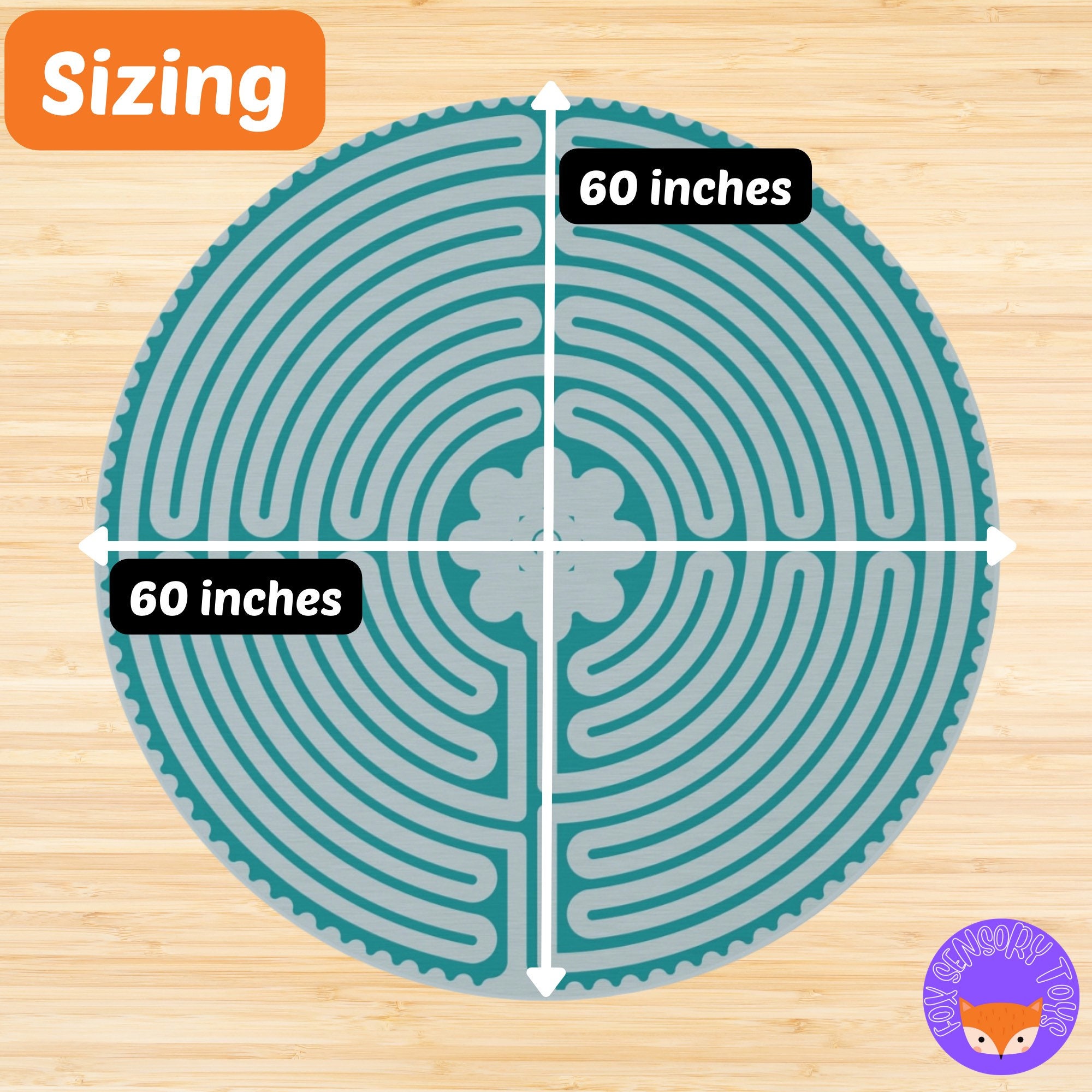 Blue Labyrinth Round Rug, Breathing Exercise Rug, Finger Tracing Rug ...