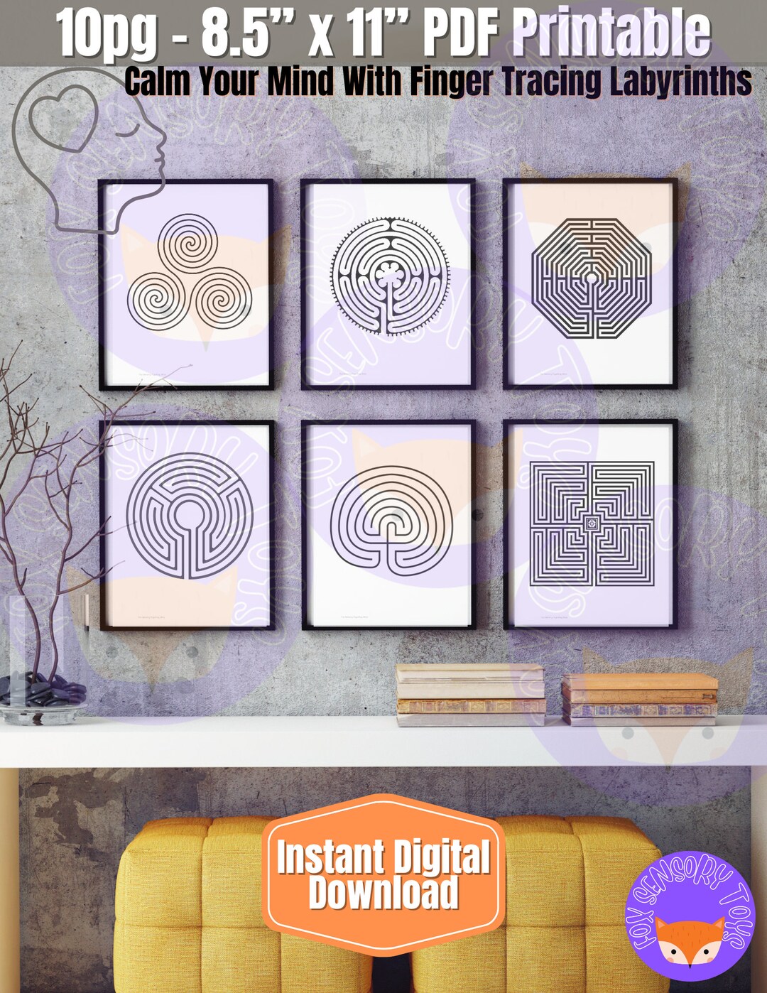 Labyrinth Finger Tracing Sheets PDF, Simple Meditation Printable ...