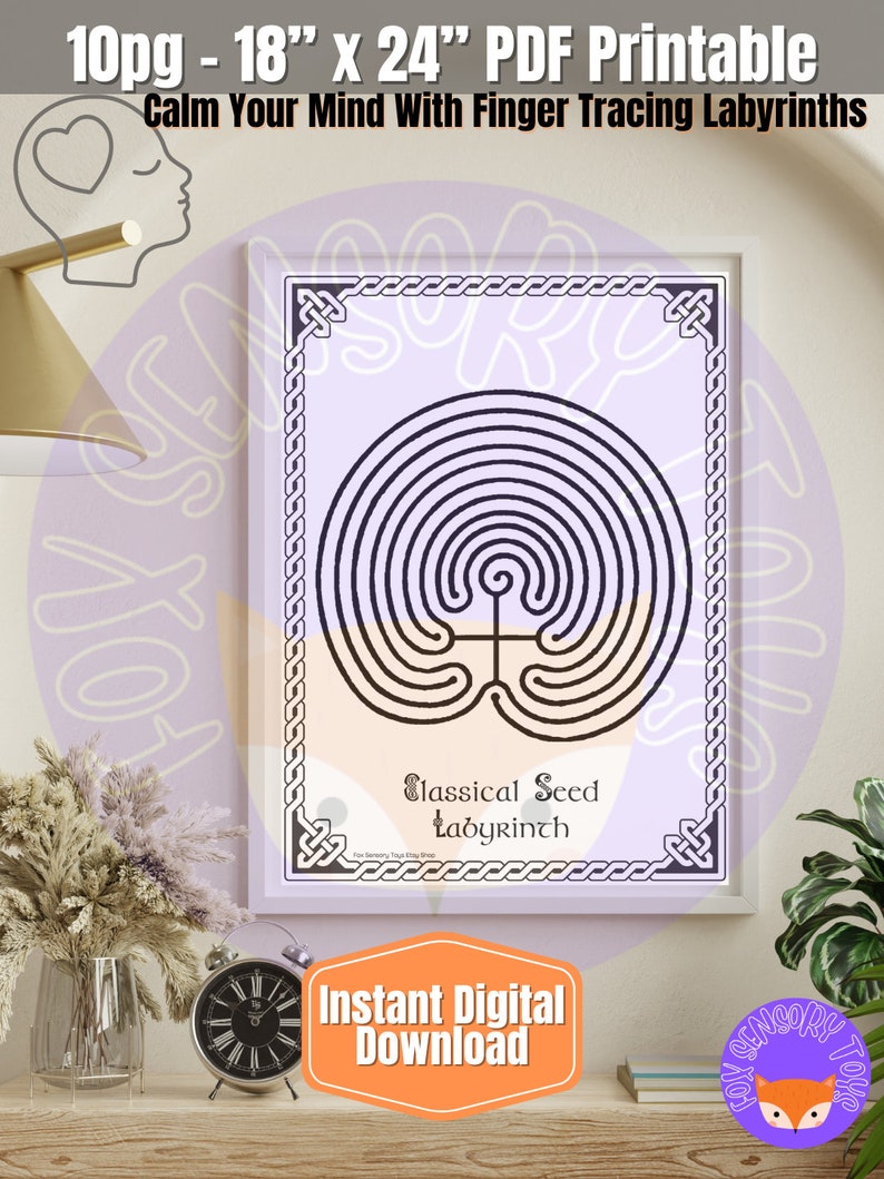 Labyrinth Finger Tracing Calming 18in X 24 in PDF, Meditation Printable ...