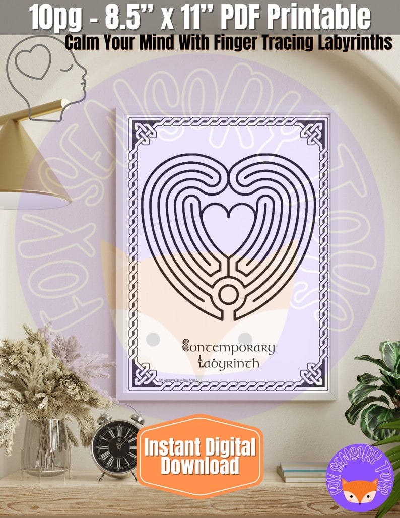 Labyrinth Finger Tracing Calming Pdfs, Meditation Printable ...
