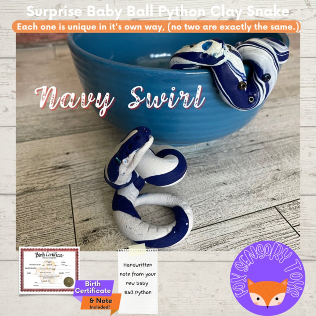 Ball Python Navy Swirl Snake Clay Sensory Toy, Pot Buddy,textured ...