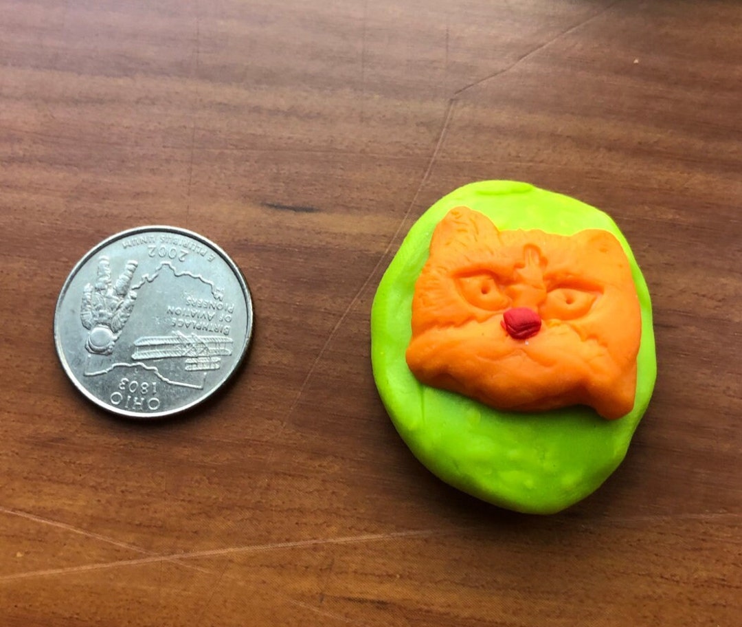 Green and Orange Cat Worry Stone Cute Polymer Clay Sensory Toy Anxiety ...