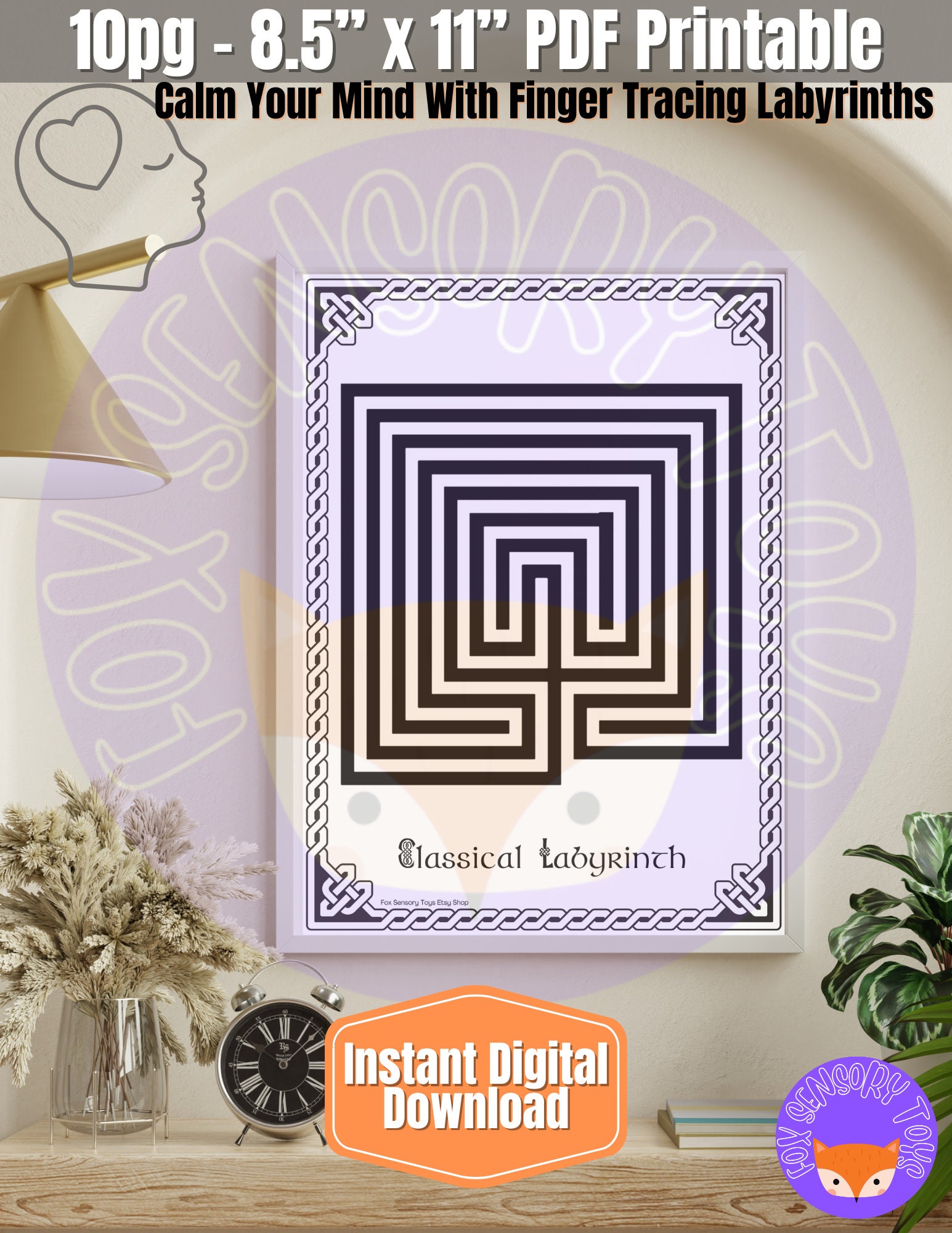 Labyrinth Finger Tracing Calming Pdfs, Meditation Printable ...