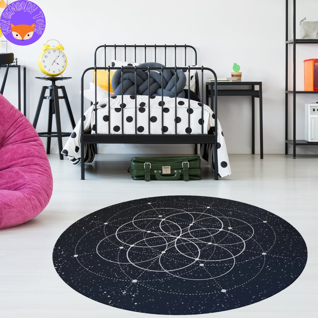 Sacred Geometry Round 5 Foot Rug, Mandala Round Rug, Meditation Yoga ...