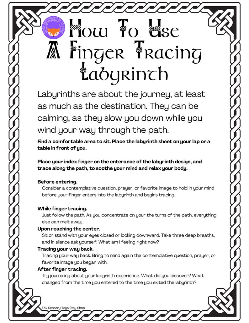 Labyrinth Finger Tracing Calming Pdfs, Meditation Printable ...