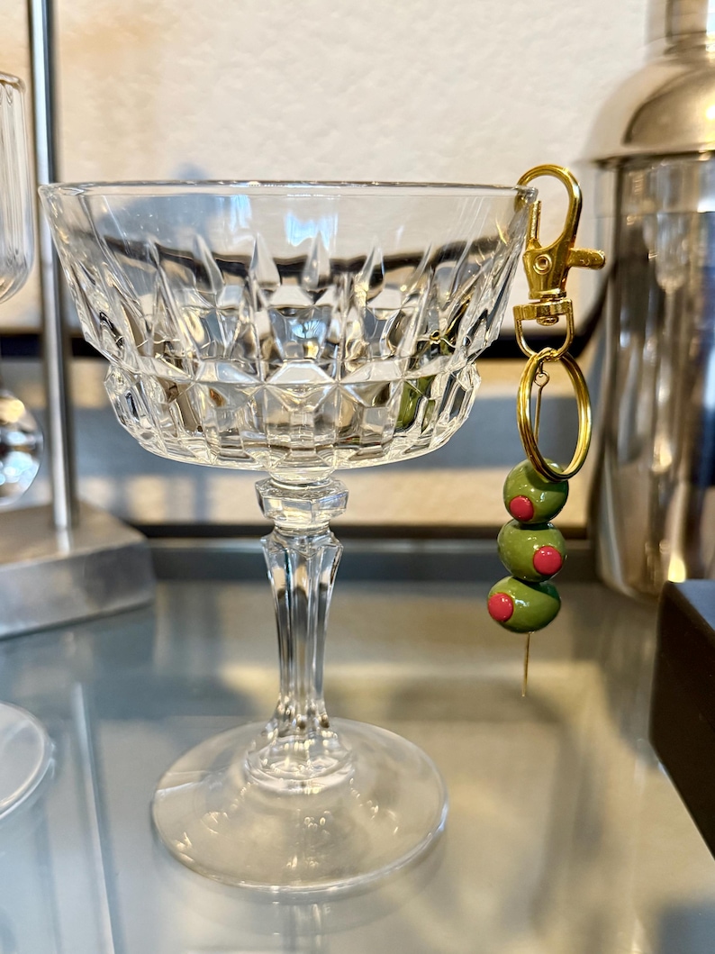 Handmade Olive Spear Keychain, Customizable Dirty Martini Purse Charm ...
