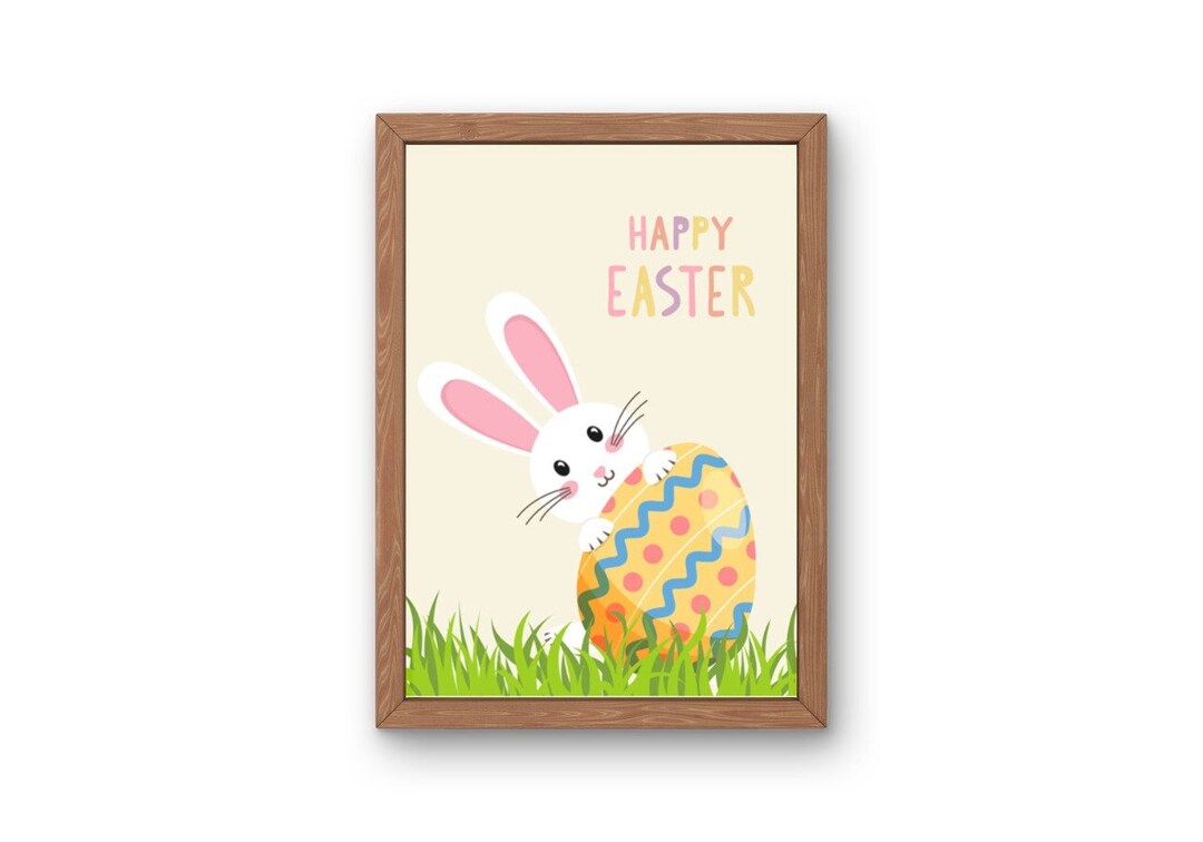 Easter Bunny Printable Wall Art, Easter Egg Digital Print, Spring Home ...