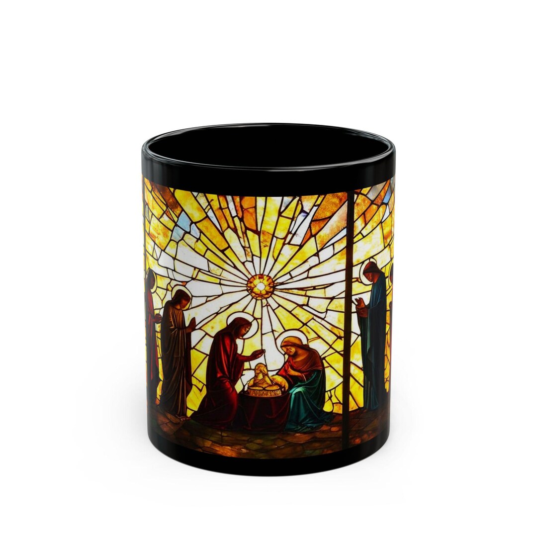 Nativity Scene Mug | Black Ceramic Coffee Mug - Etsy