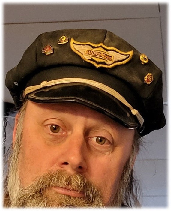 Vintage Harley Davidson Captains Hat with AMA pins (… - Gem