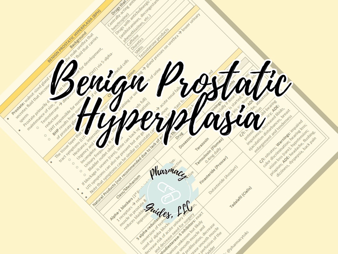 Benign Prostatic Hyperplasia (BPH) Pharmacy Study Guide | NAPLEX ...