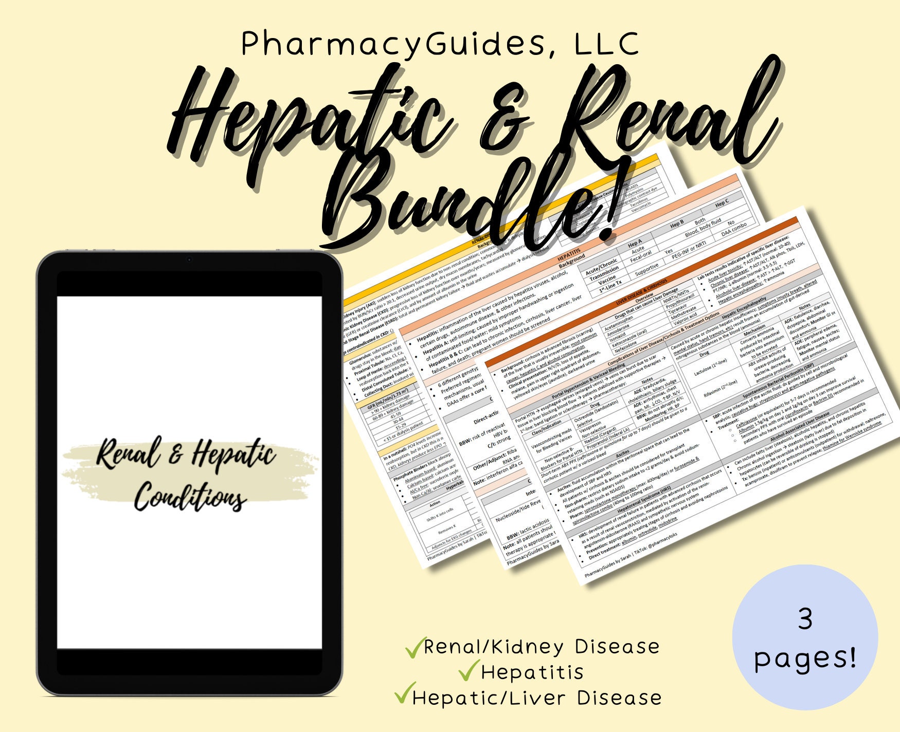 Kidney & Liver Pharmacology Bundle | NAPLEX | Pharmacy Student Study ...