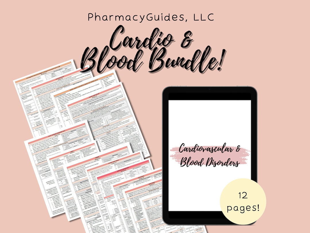 Cardiology Pharmacy Study Guide Bundle | Pharmacy School Exam Prep ...