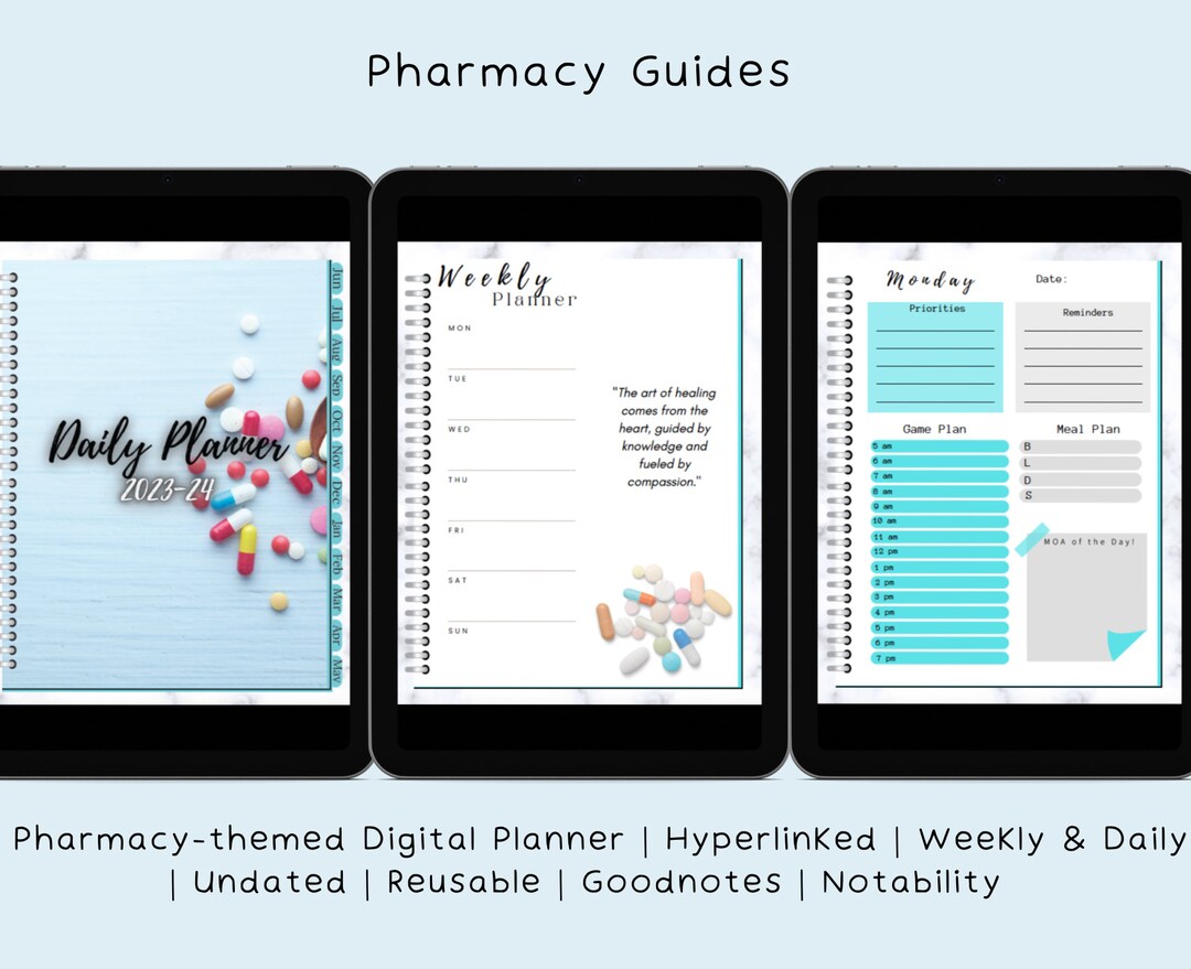 Digital Planner 2023-24 | Pharmacy-themed | Hyperlinked | Undated ...