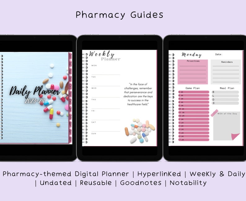 Pharmacy Digital Planner June 2023 - May 2024 | Hyperlinked Planner for Tablets - Etsy