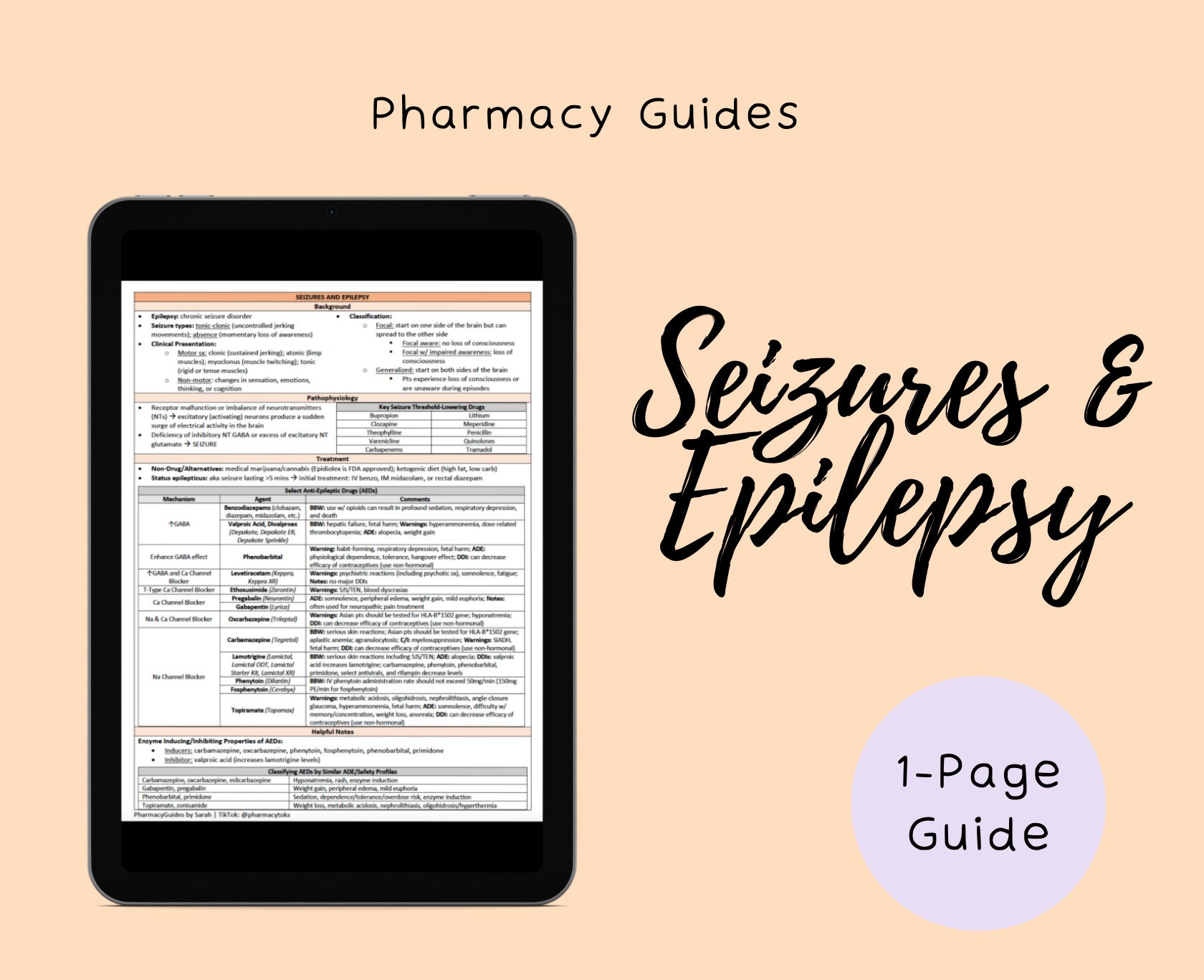 Seizure & Epilepsy Pharmacy Study Guide | NAPLEX | Pharmacy School ...