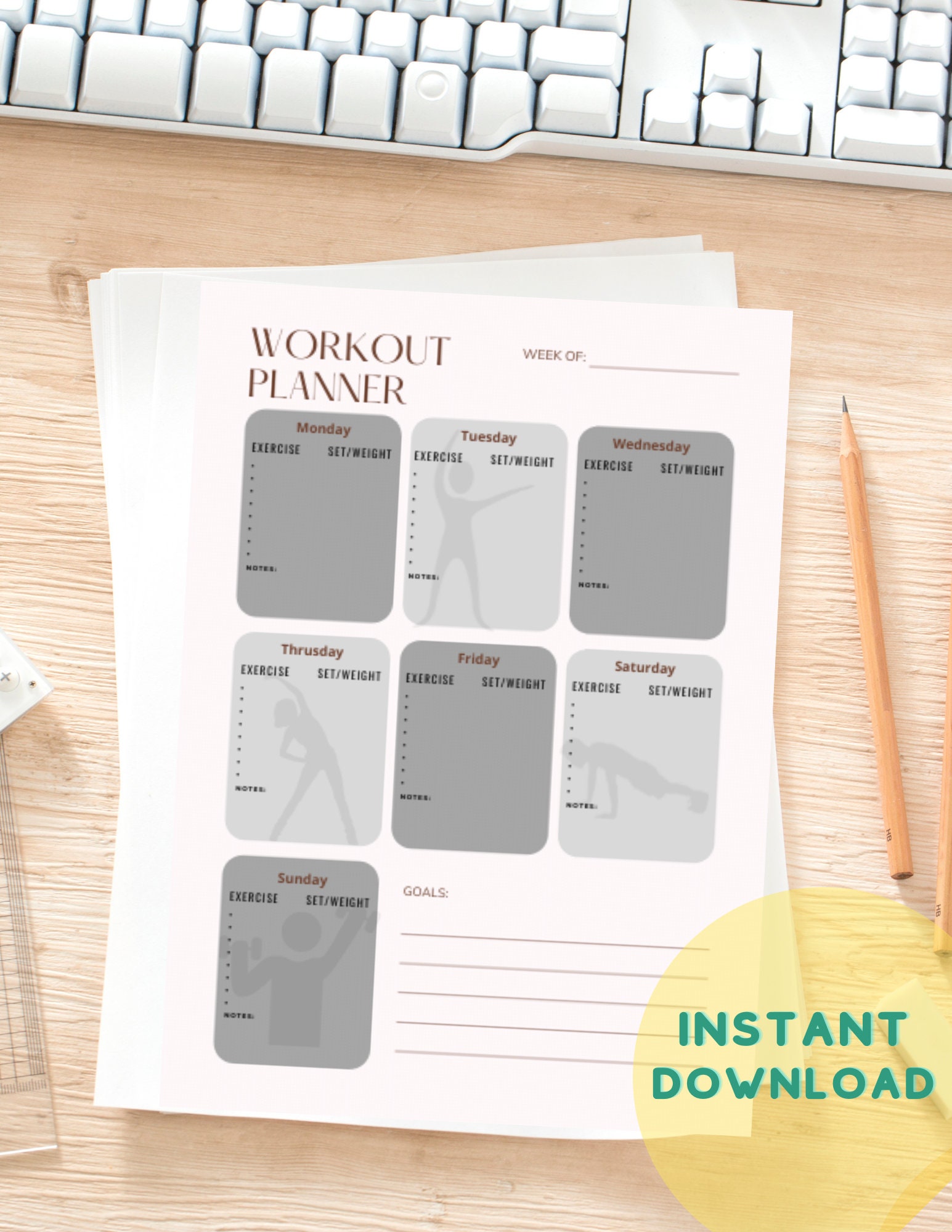 Workout Planner Printable, Weekly Workout Tracker - Etsy