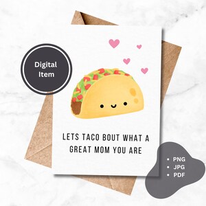 Let's Taco Bout It, Printable Greeting Card, Cute and Funny | Instant ...