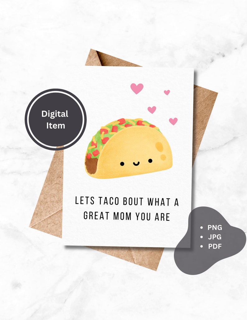 Let's Taco Bout It, Printable Greeting Card, Cute and Funny | Instant ...