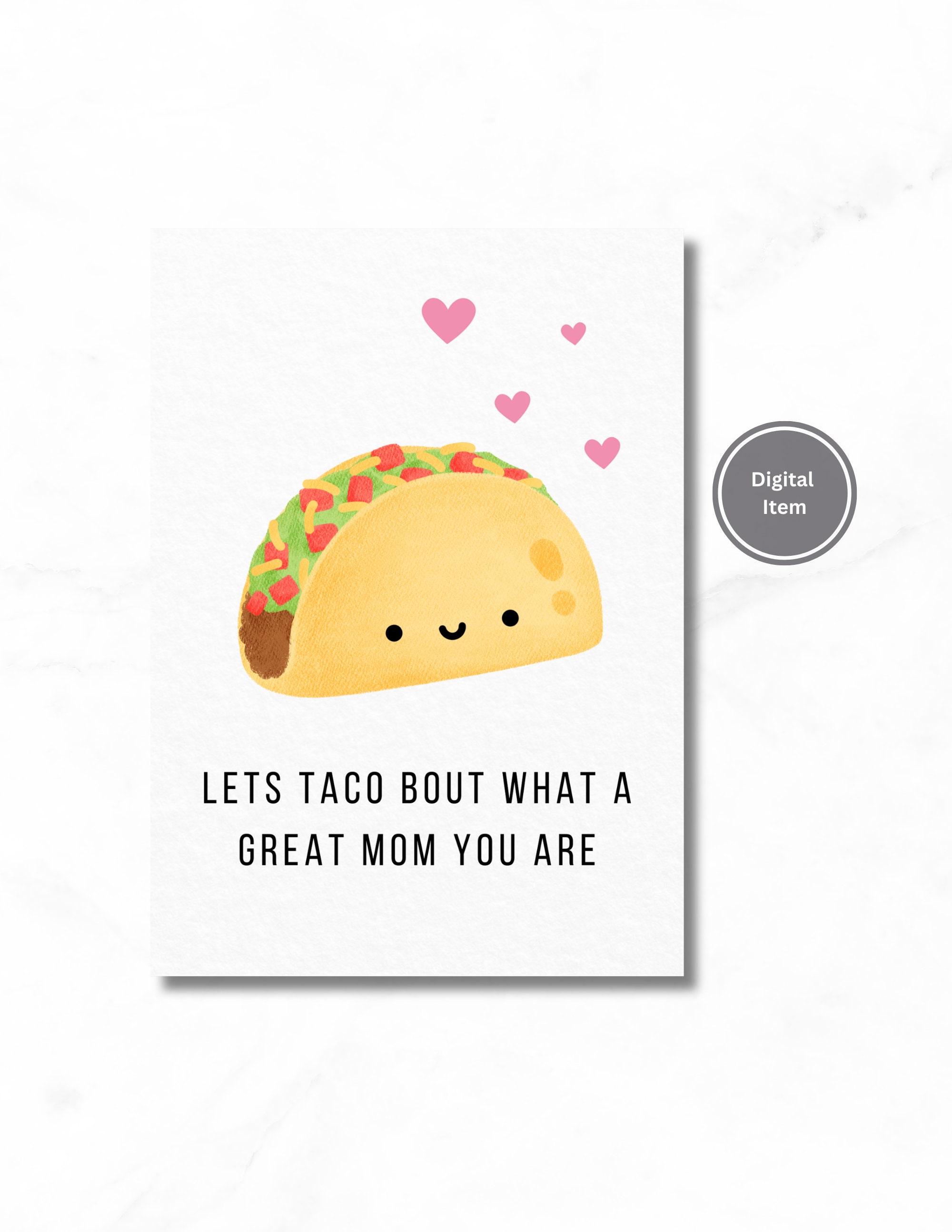 Let's Taco Bout It, Printable Greeting Card, Cute and Funny | Instant ...