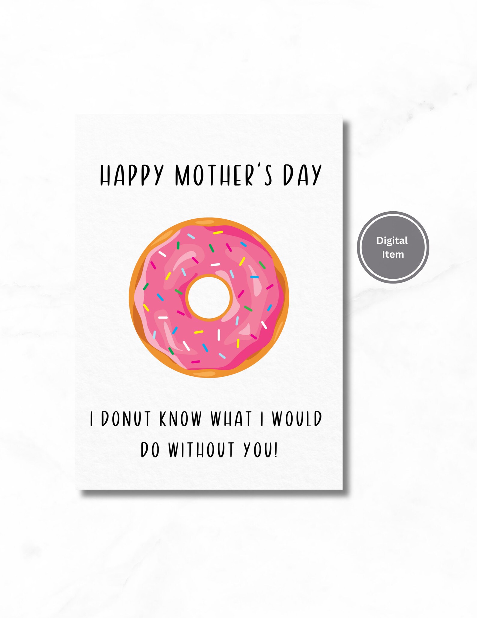 Donut Pun, Printable Greeting Card, Cute and Funny | Instant Download ...