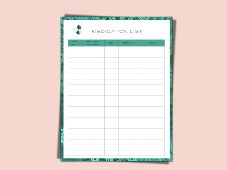 Printable Medication Tracker, Medication List, Med Tracker, Medication ...
