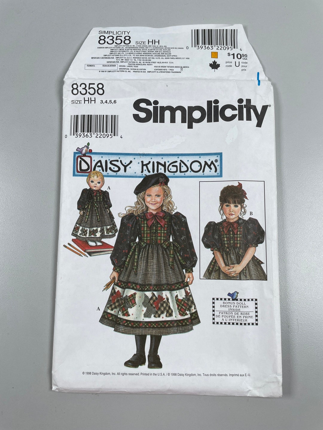 Simplicity 8358 FF Uncut Daisy Kingdom Size 3,4,5,6 Chest 22”-25”bonus ...