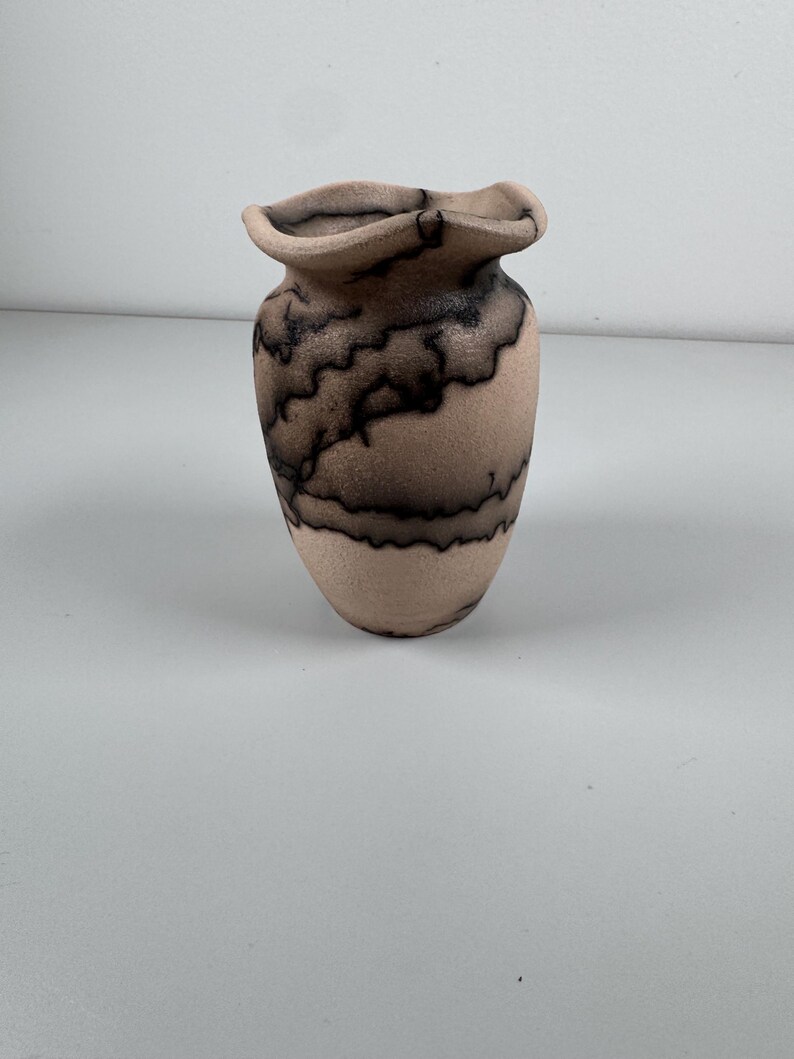 Handcrafted Horse Hair Pottery Planter Vase - Signed Collectible 5.5 ...