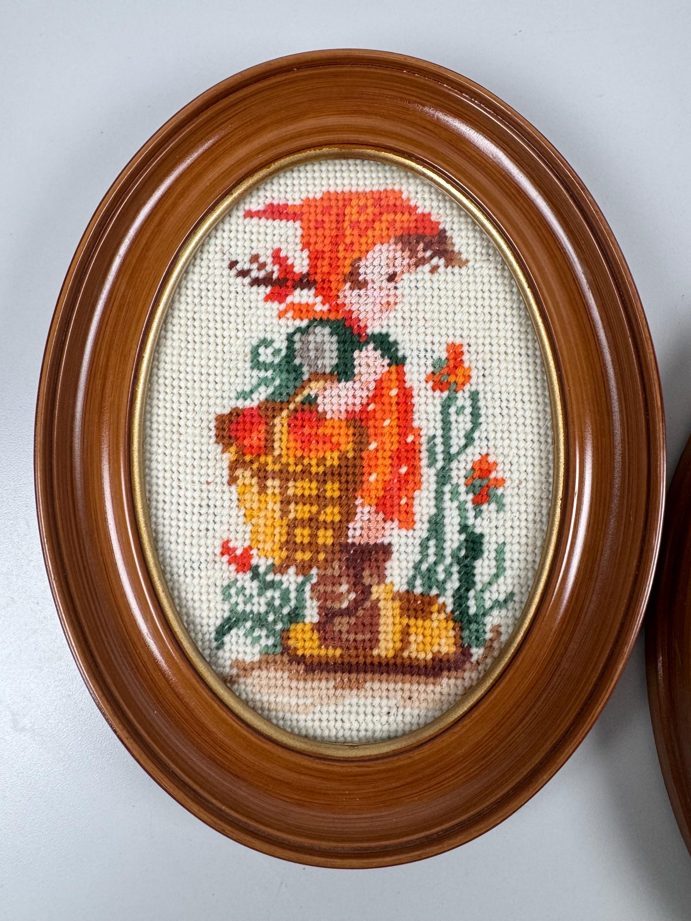 Vintage Needlework Frame Set. Needle Point. Handcrafted Work Framed in ...