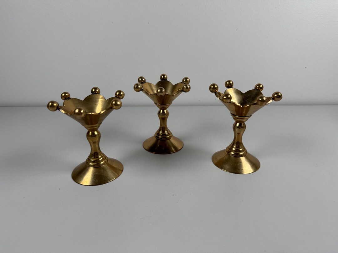 Vintage Set of Solid Brass Candle Holder 3 in Very Good Condition for ...