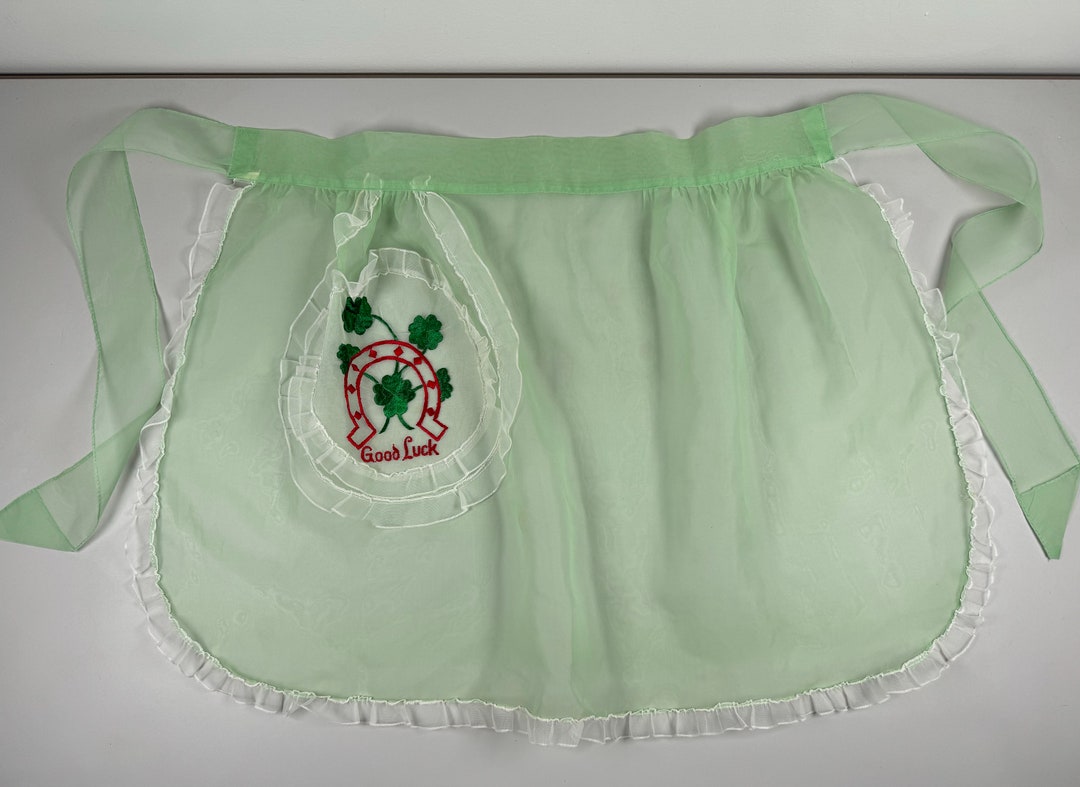 Vintage Sheer Greens Apron Good Luck. Costume Piece. 28 X 19. in Very ...