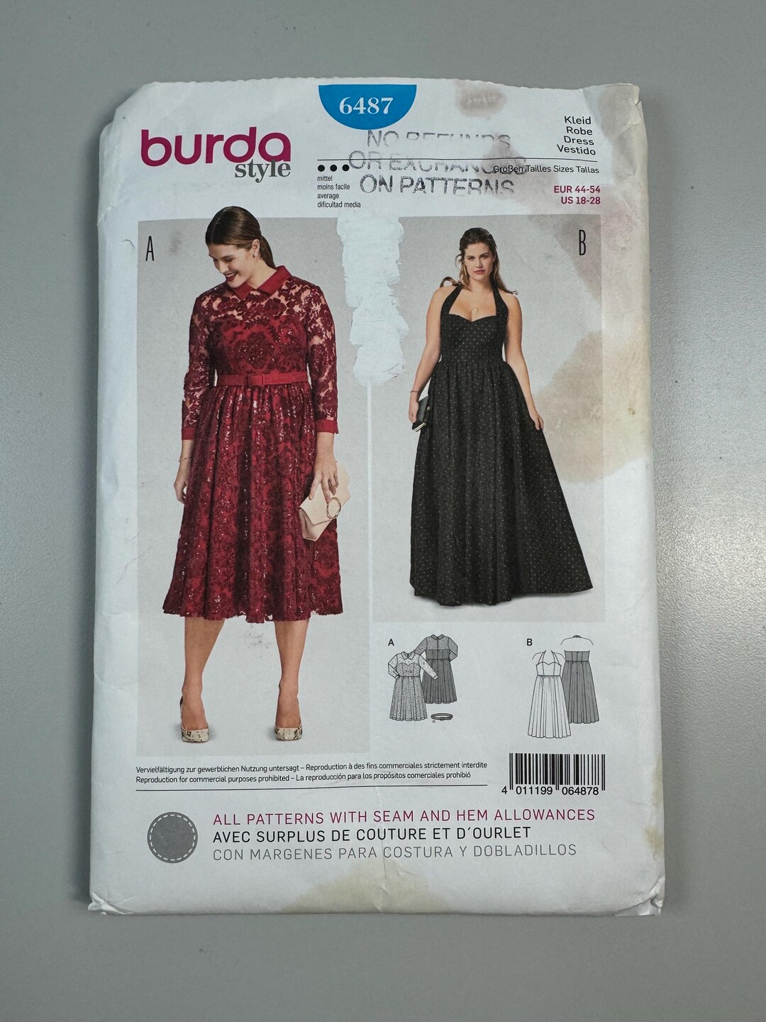 Burda 6487 FF Uncut Formal Dresses Grad Prom Cocktail Party Wedding ...
