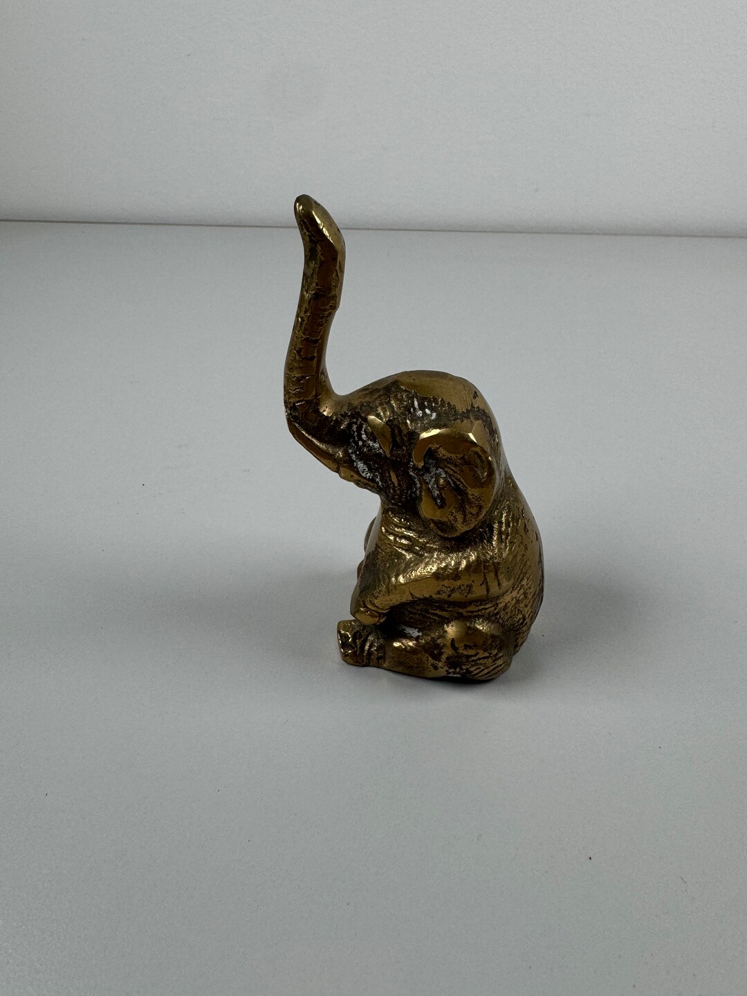 Vintage Solid Brass Baby Elephant Trunk up Ring Holder Jewelry 4 T X 2 ...