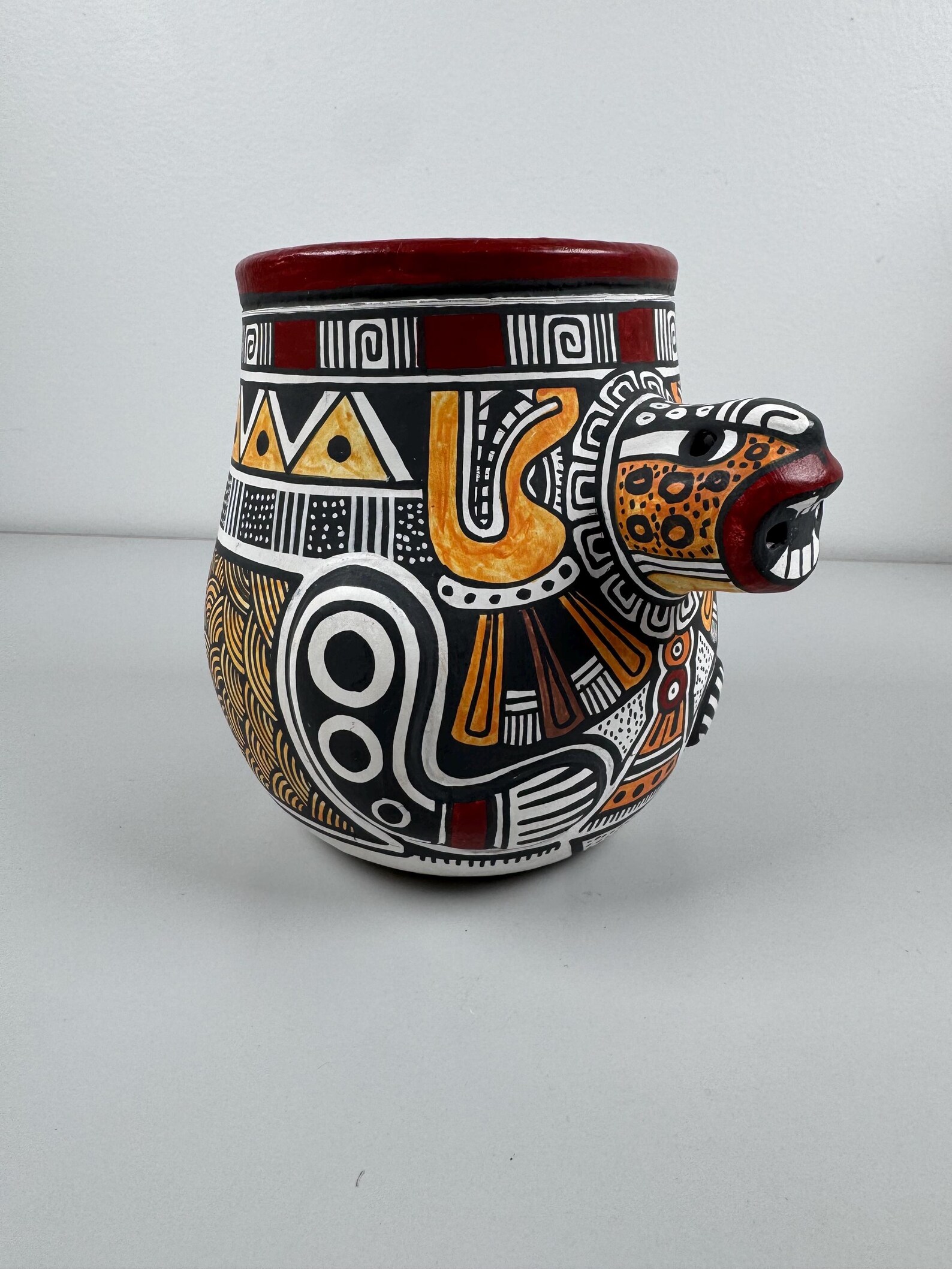 Vintage Nicaragua Signed Lizard Head Pottery Planter Vase Vessel. 5.5 ...