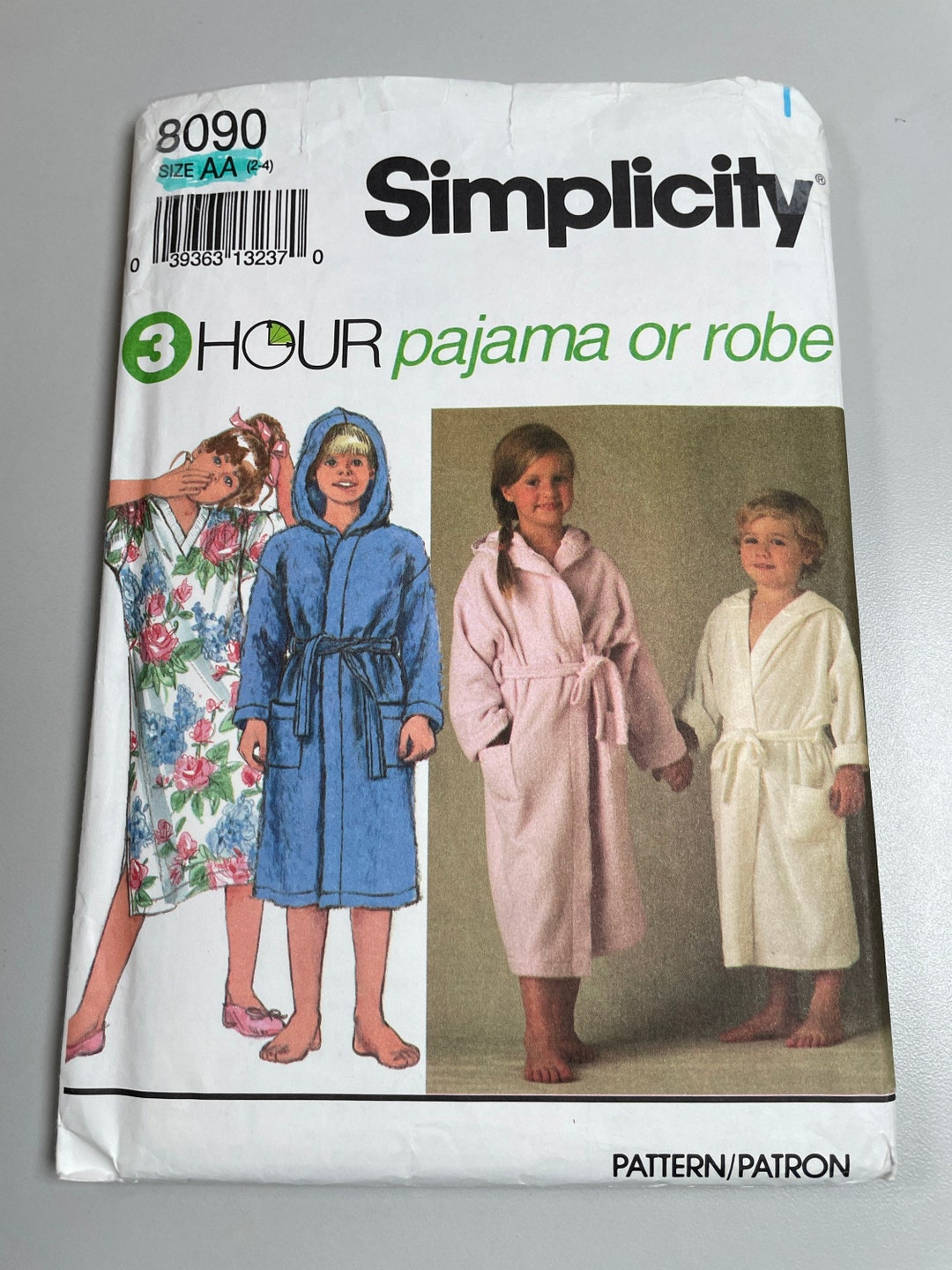 Simplicity 8090 3 Hour Pajamas or Robe Childrens Sleepwear Nightshirt ...
