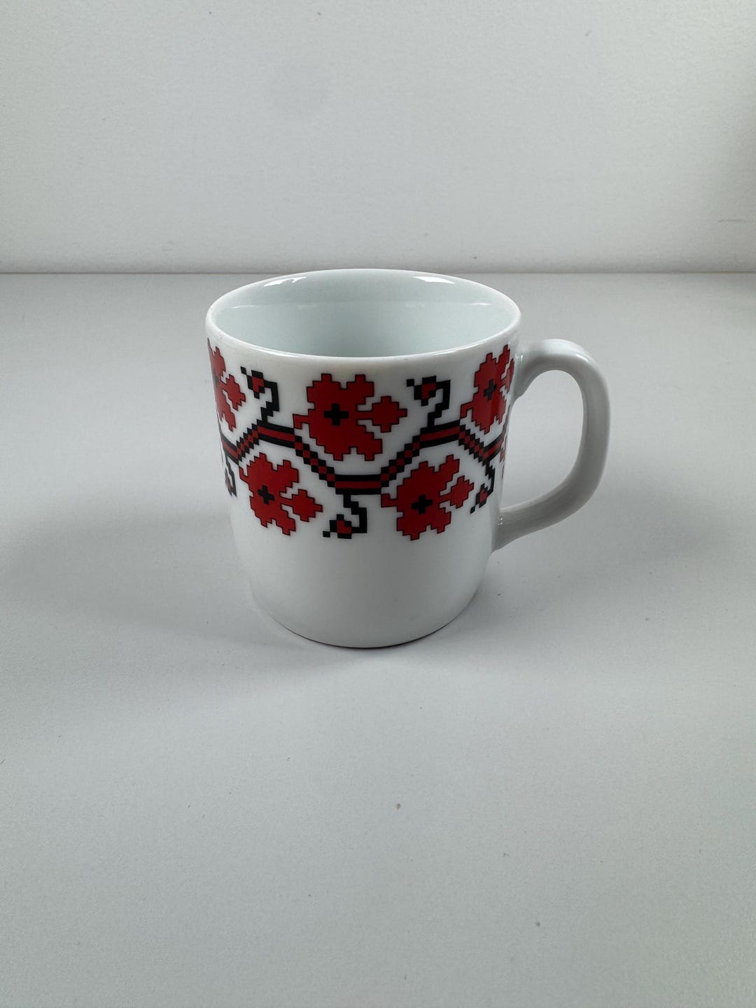 Vintage Ukrainian Ceramic Coffee Mug With Floral Decals - Etsy