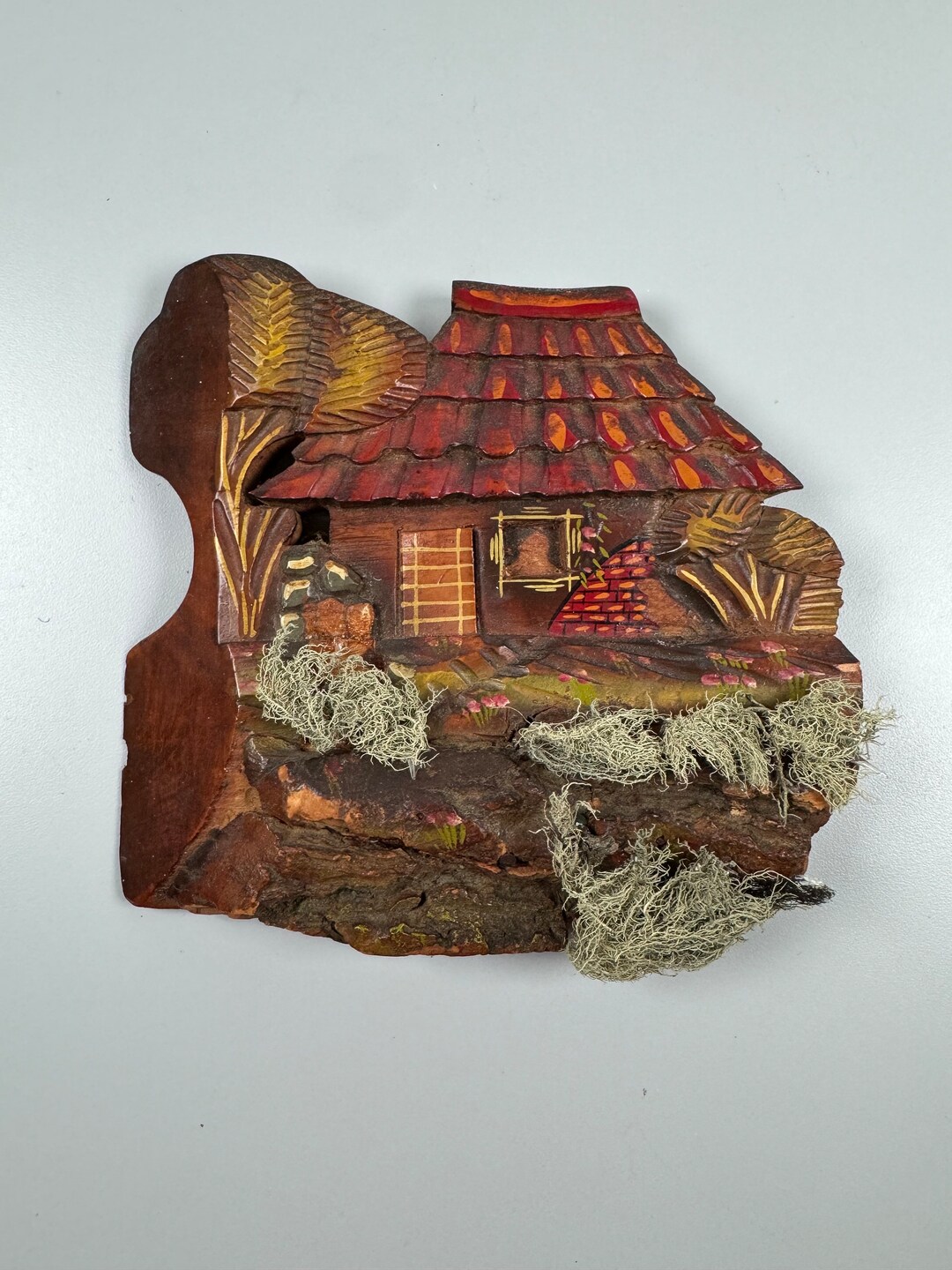 Fairy Gnome Nymph House Black Forest Type Vintage Hand Painted Carve ...