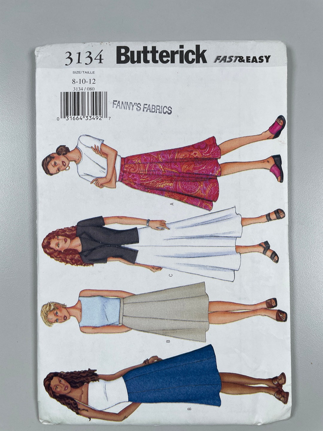 Butterick 3134 FF Uncut Multi Skirts Size 8-10-12 Hips 32.5”-34.5” Six ...