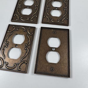 4 Vintage Plug in Electrical Metal Covers. Set Antique Brass French ...