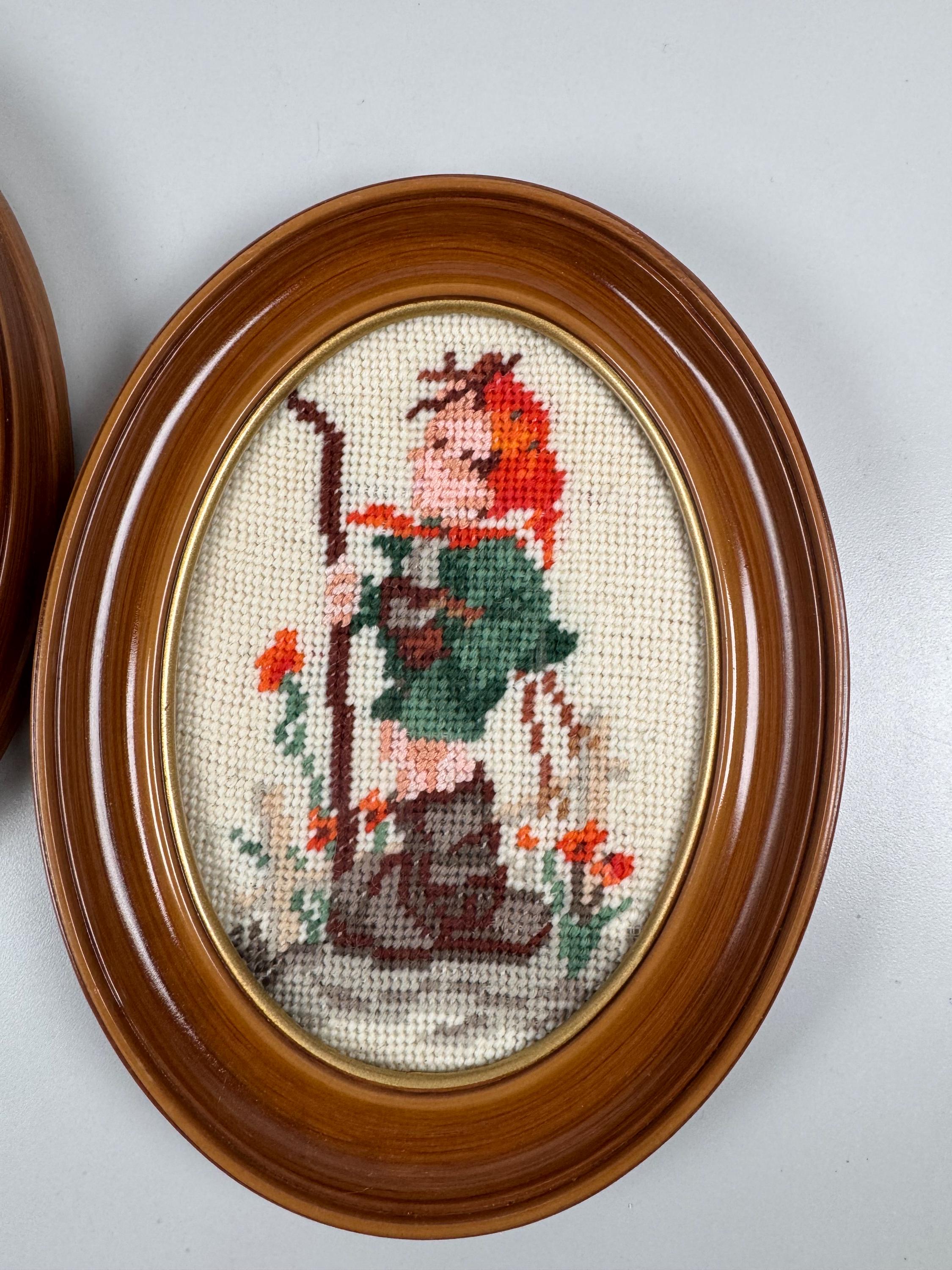 Vintage Needlework Frame Set. Needle Point. Handcrafted Work Framed in ...