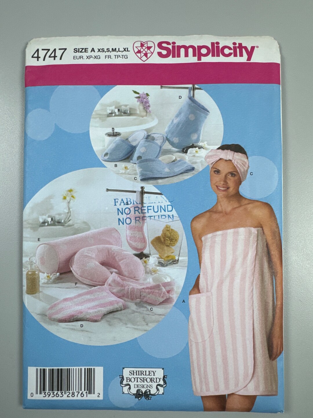 Simplicity 4747 FF Uncut Bath Wrap and Accessories 8 Pieces. Shower ...