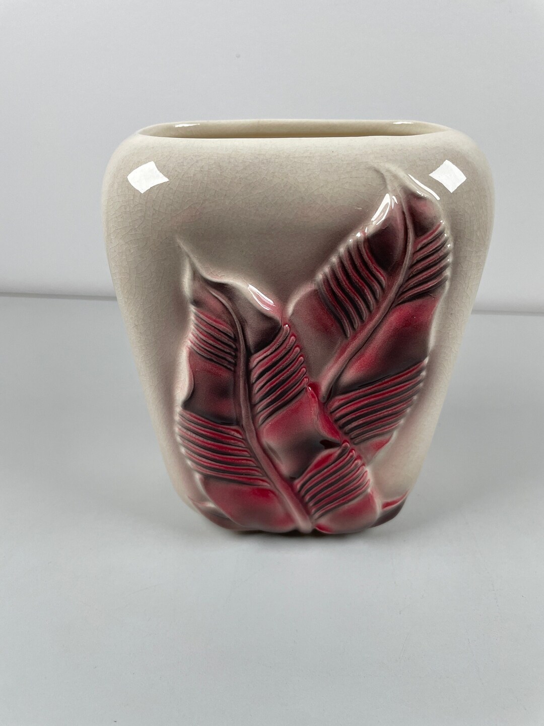 Vintage Royal Copley Pottery Vase Planter With Collectible Leaf Pattern ...