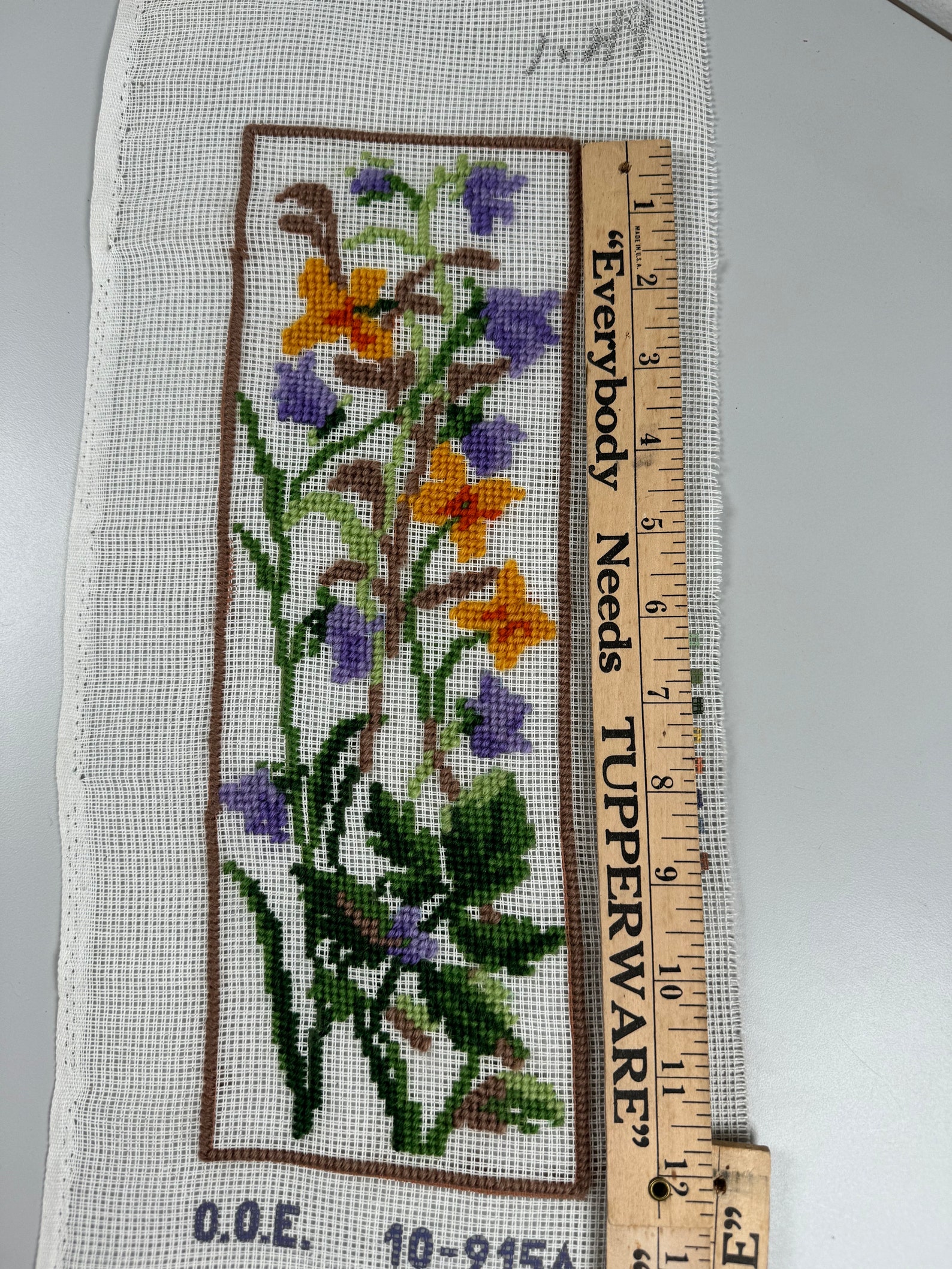 Cruel Cross Stitch 17” X 8” Floral Wall Hanging. Lovely Handmade Hand ...